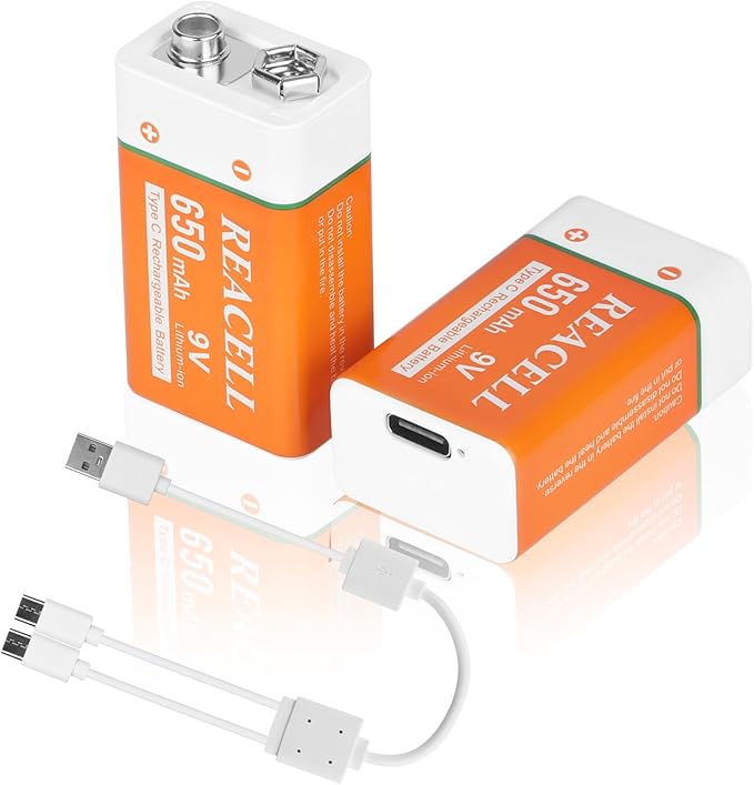 Amazon.com: REACELL 9V Rechargeable Batteries, USB C Charging 9 Volt ...