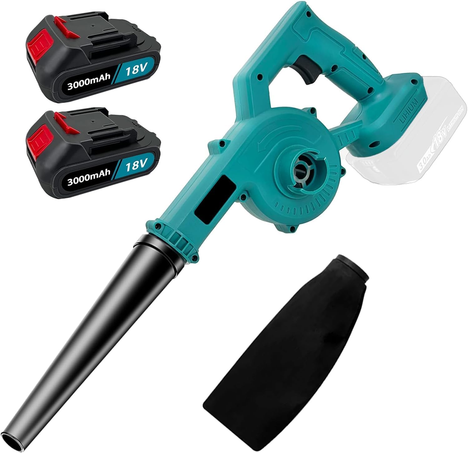 Leaf Blower Cordless with 2 Batteries 3000mAh and Charger, 18V Handle ...