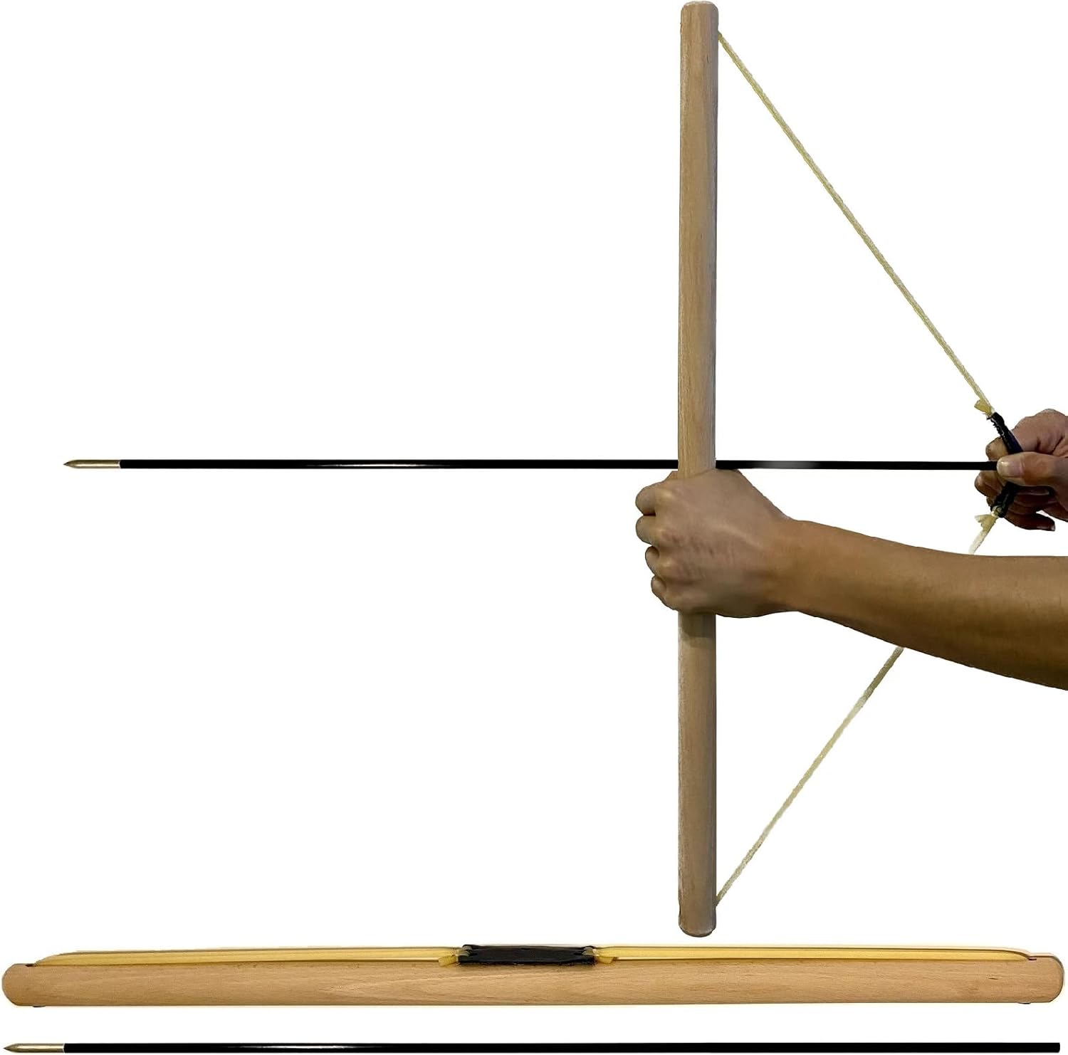 Amazon.com : Wooden Bow and Arrow, 23.6 inch Pull Rubber Bow, Perfect ...