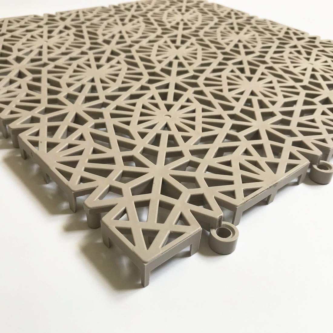 smabee 12 Pack Interlocking PVC Non-Slip Tile Drainage Mat 11.75" x 11. ...