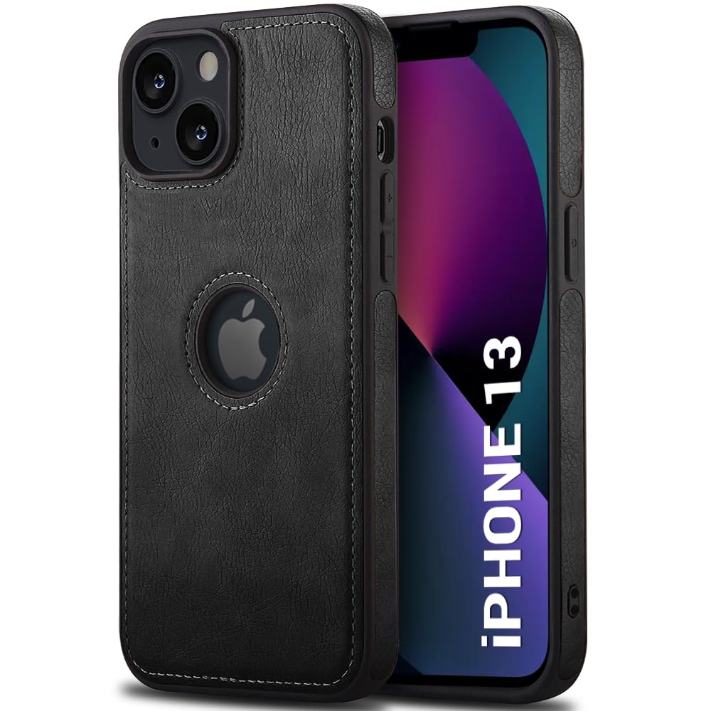 TheGiftKart Genuine Leather Finish iPhone 13 Back Cover Case ...