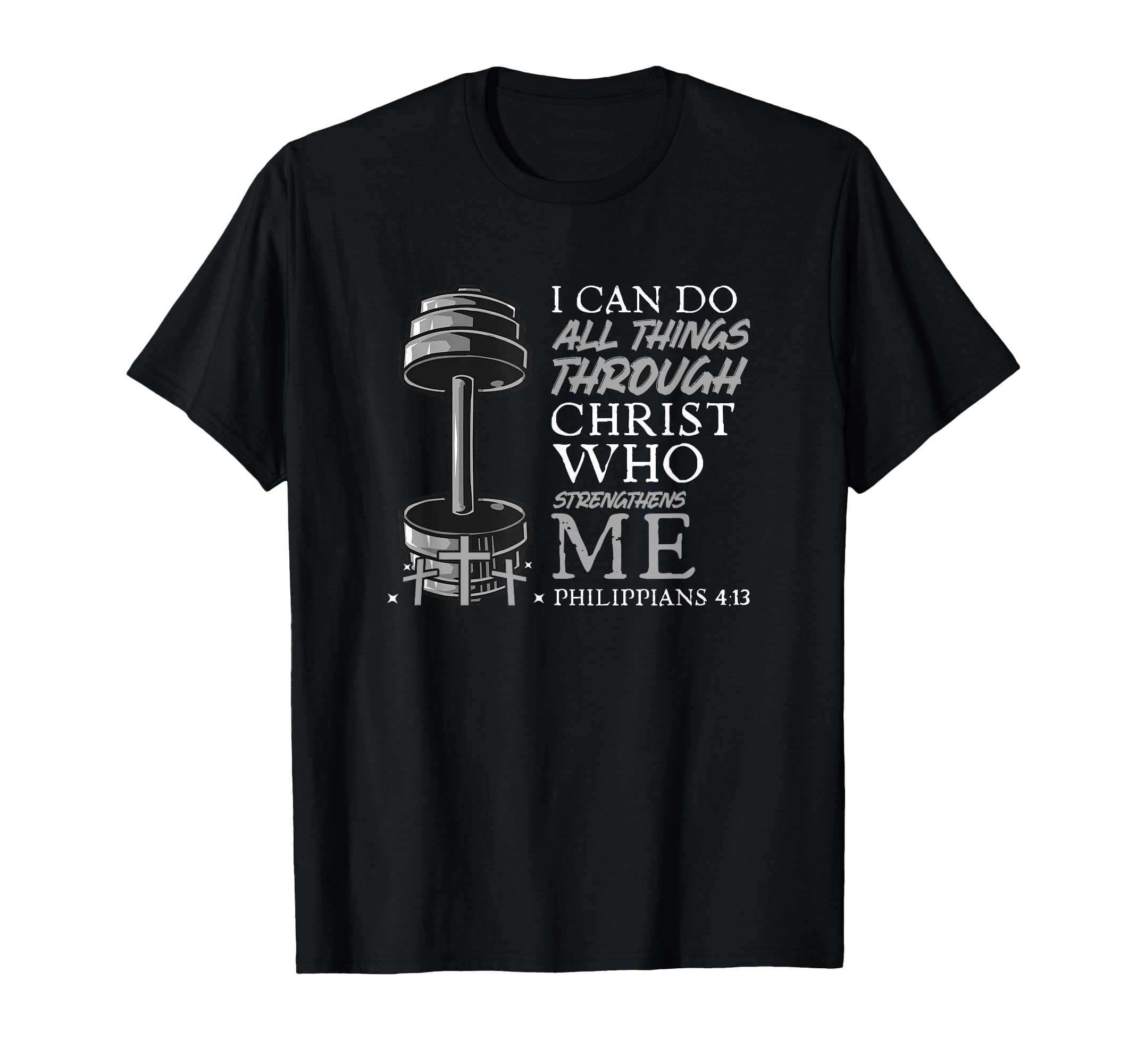 Amazon.com: Can Do All Things Weightlifter Christian Gym Bible Verse T ...