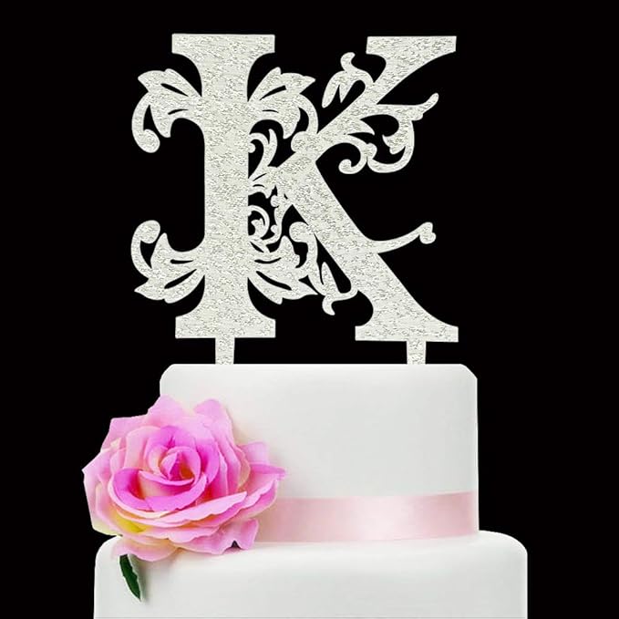 Amazon.com: Jimhamhug Letter K Cake Topper, Silver Acrylic Letter K ...