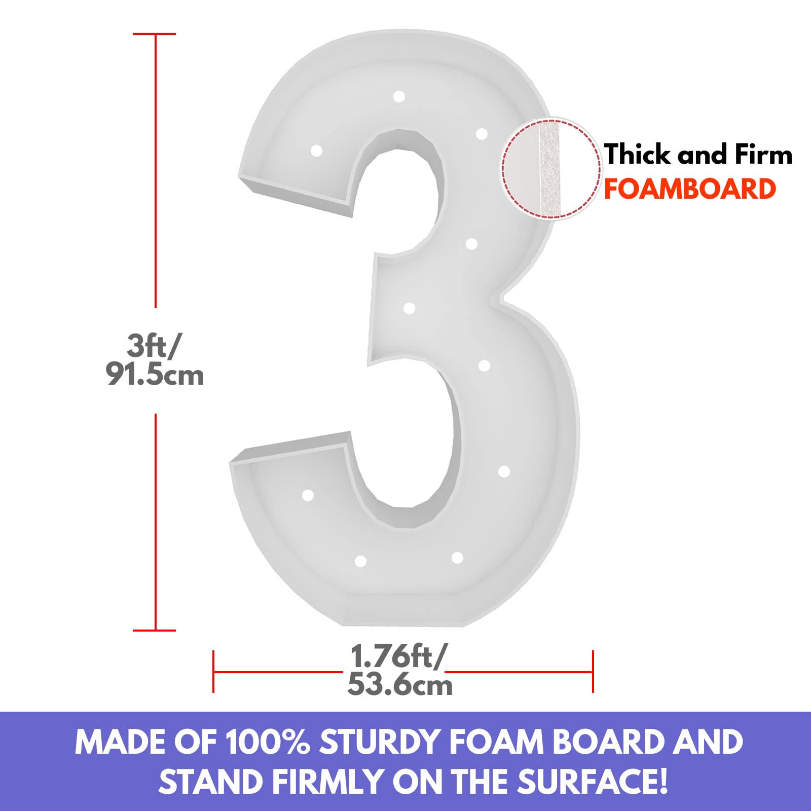 Snapklik.com : 3FT Marquee Light Up Numbers Pre-Cut Frame Giant Marquee ...
