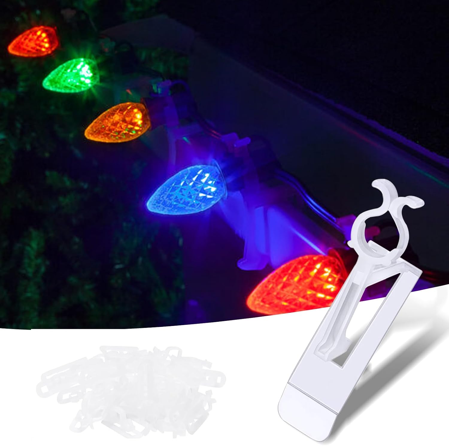 Amazon.com: Konictom 100 Pcs Christmas Light Clips - White Plastic ...