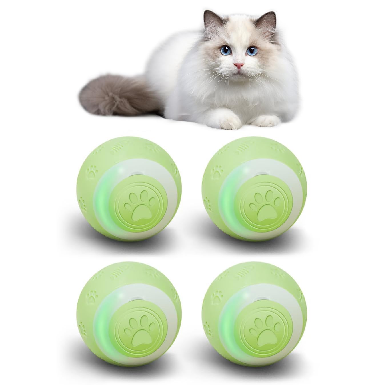 Amazon.com : SEALON Electric Interactive Cat Toy Ball(Green 4 Pack ...