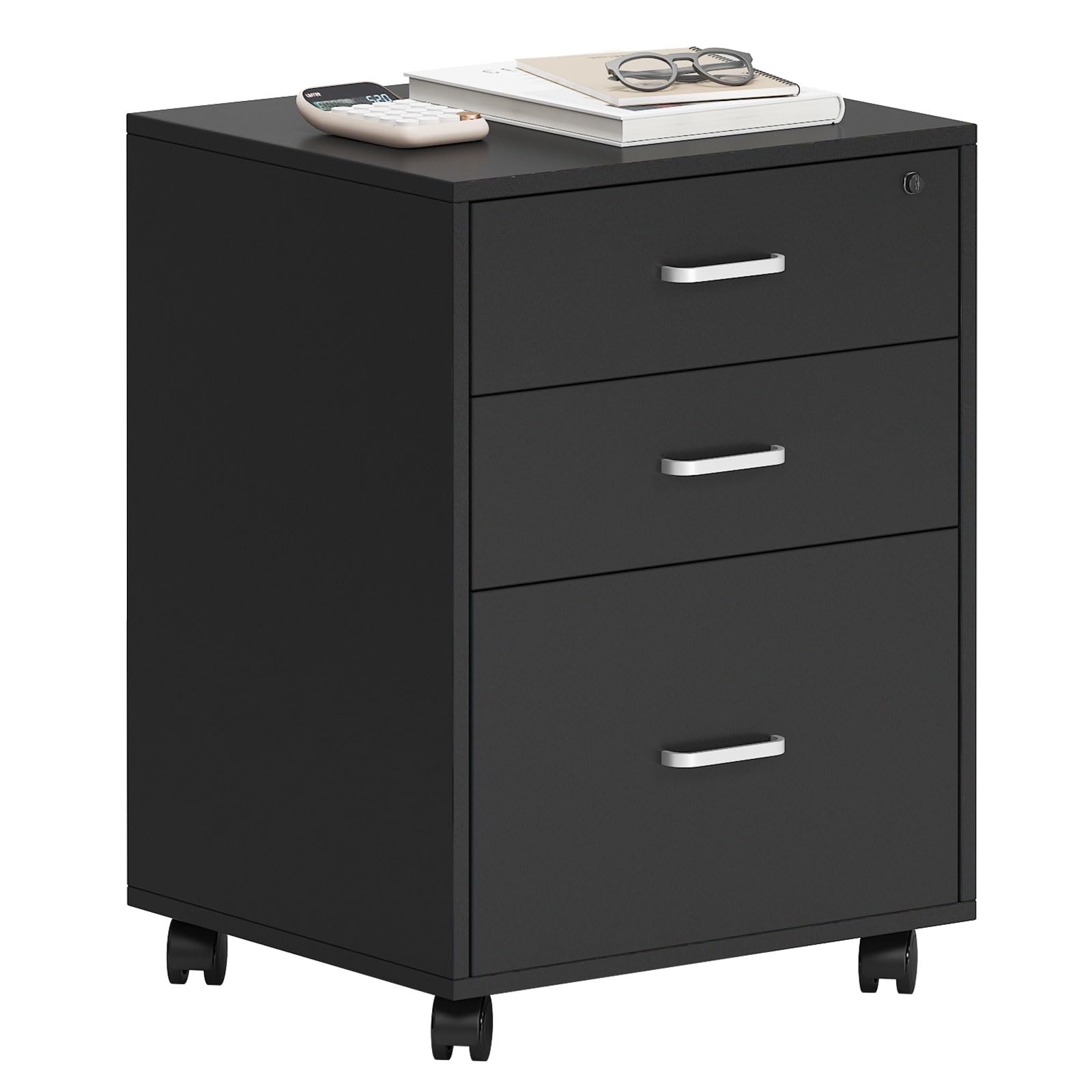 Amazon.com: Need 3 Drawer Wood Mobile File Cabinet with Lock,Rolling ...
