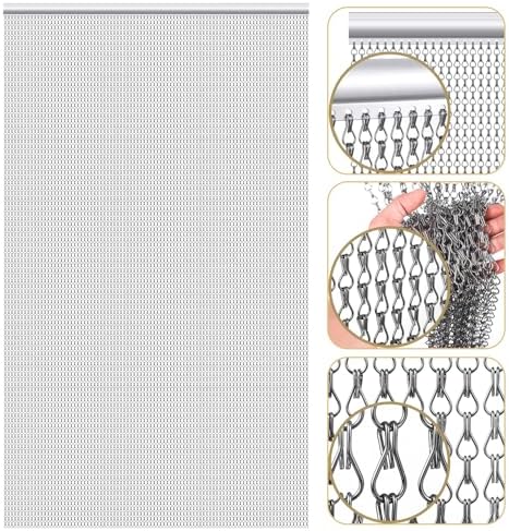 Gradleen Chain Fly Screens Grey 90 x 200cm Aluminium Metal Fly Screen ...