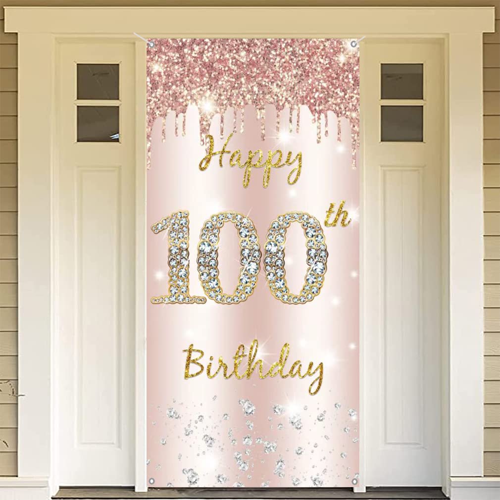 100th Birthday Decoration For Women Happy 100th Birthday Backdrop ...