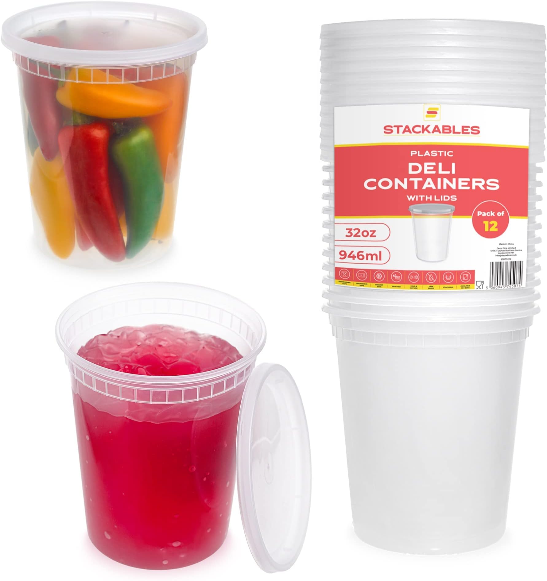 XpressPak Plastic Soup Containers Freezing, Microwave Safe - (946 ml ...