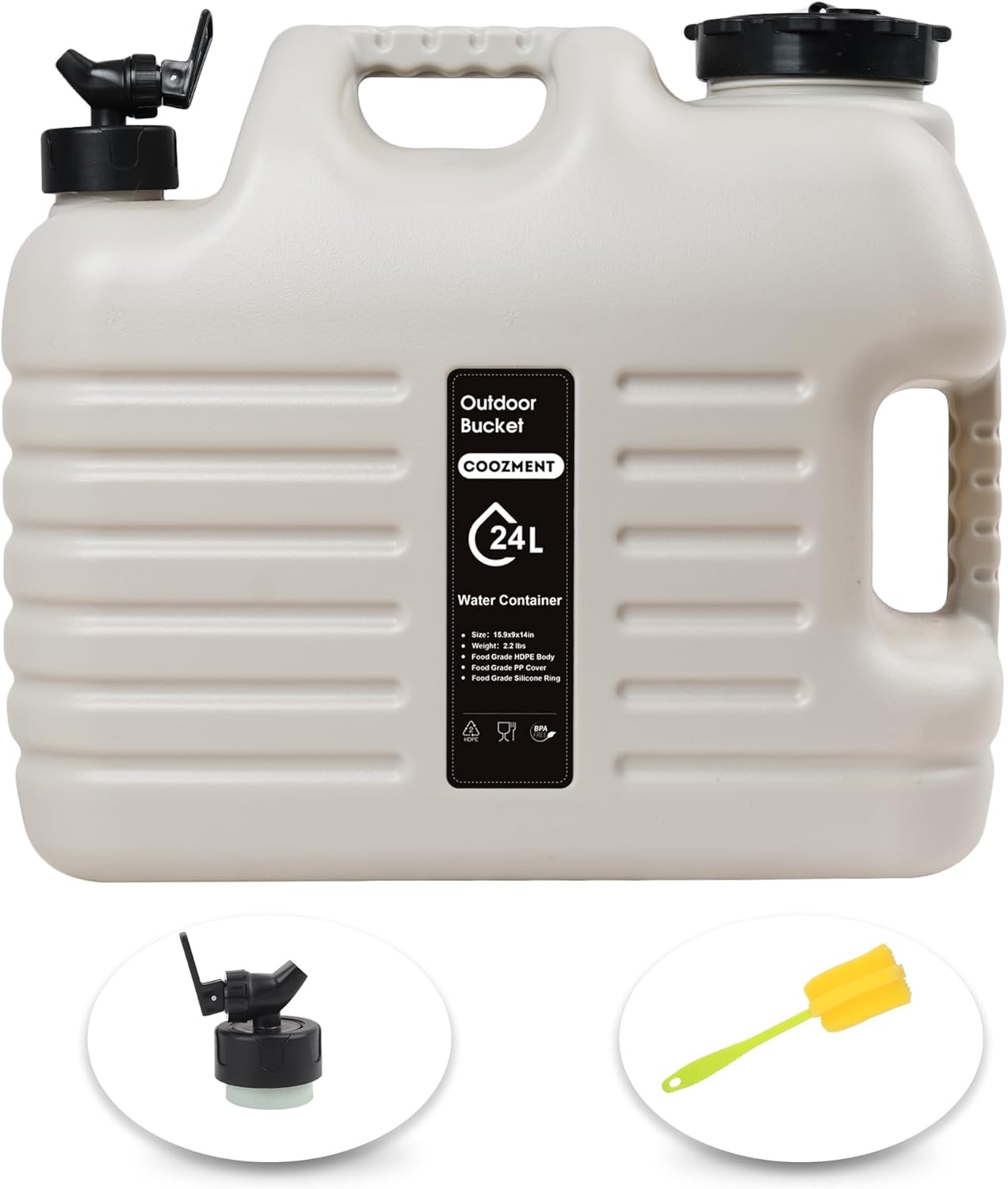 Amazon.com : COOZMENT 6.4 Gallon(24L) Portable Water Containers with Spigot, BPA Free Water Jug ...