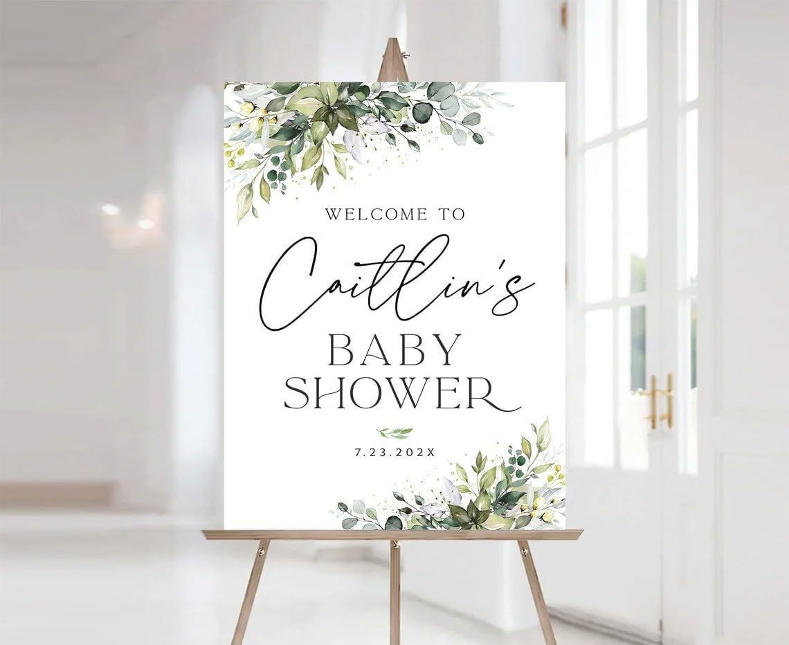Amazon.com : Baby Shower Sign, Greenery Baby Shower Decorations, Baby ...