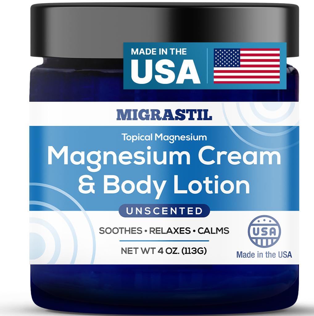 Amazon.com: MIGRASTIL Topical Magnesium Cream & Body Lotion 4oz ...