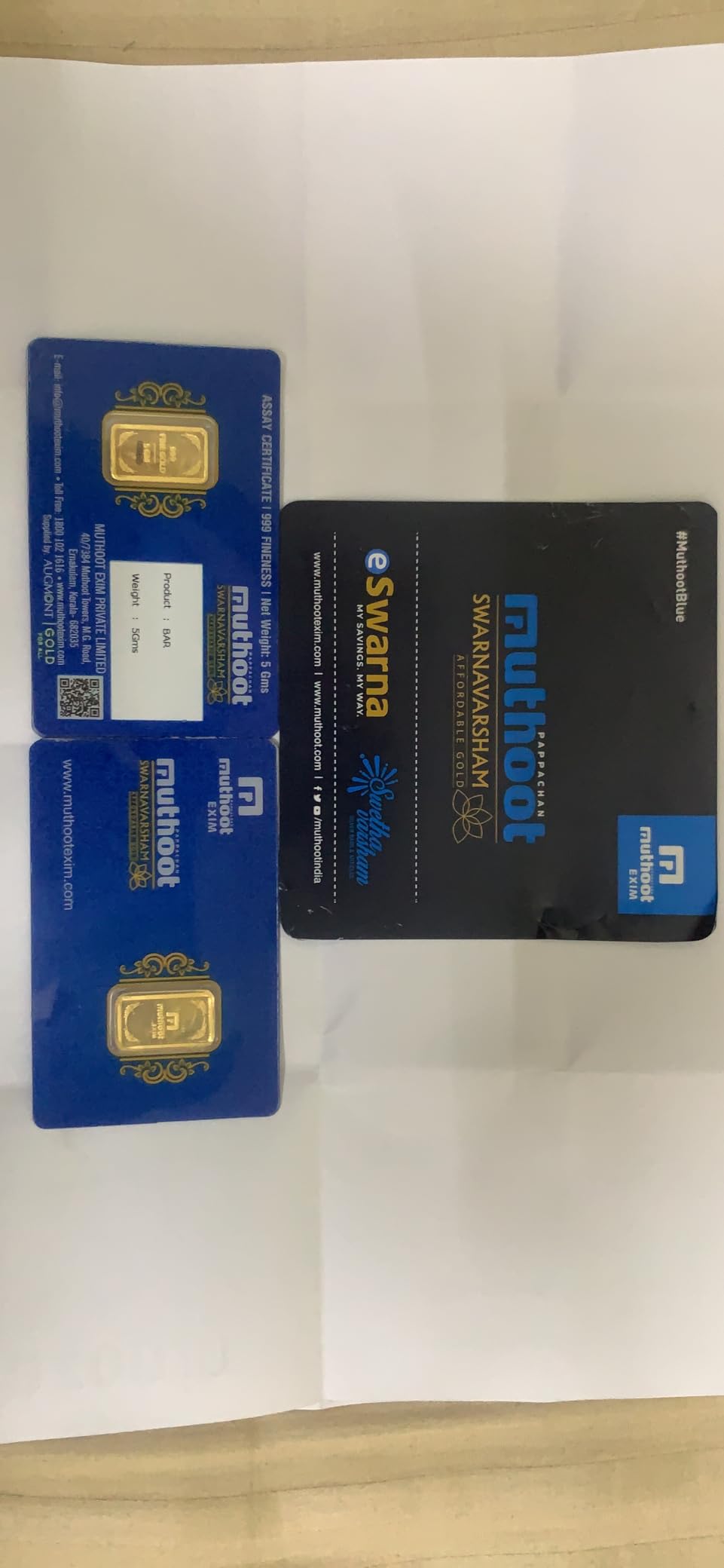 Muthoot Pappachan Swarnavarsham 24K (999) Yellow Gold Bar 5 Gm : Amazon ...