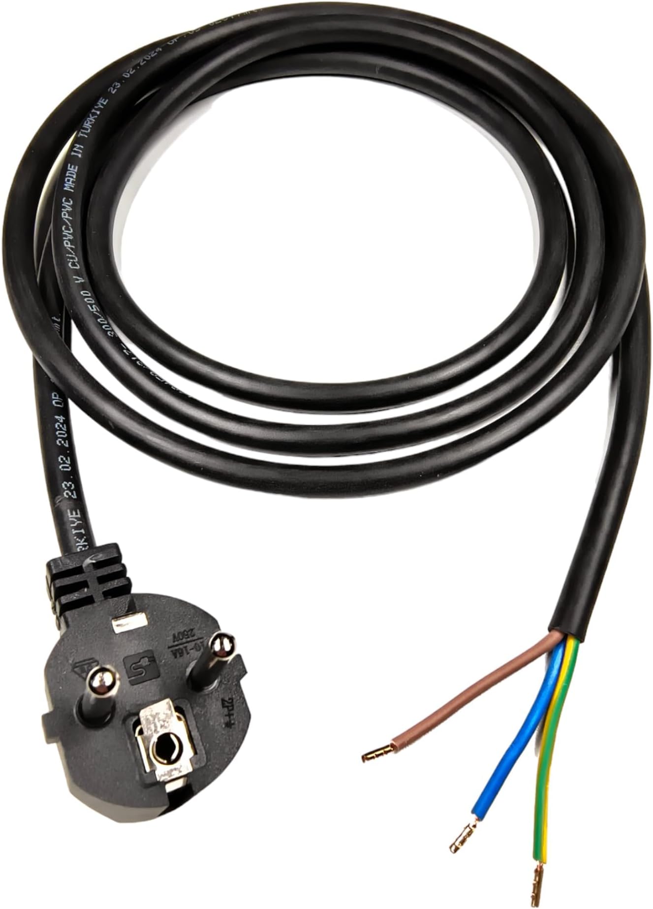 Stromkabel mit Aderendhülsen, Stecker 230V, 16A, 2 Meter ...