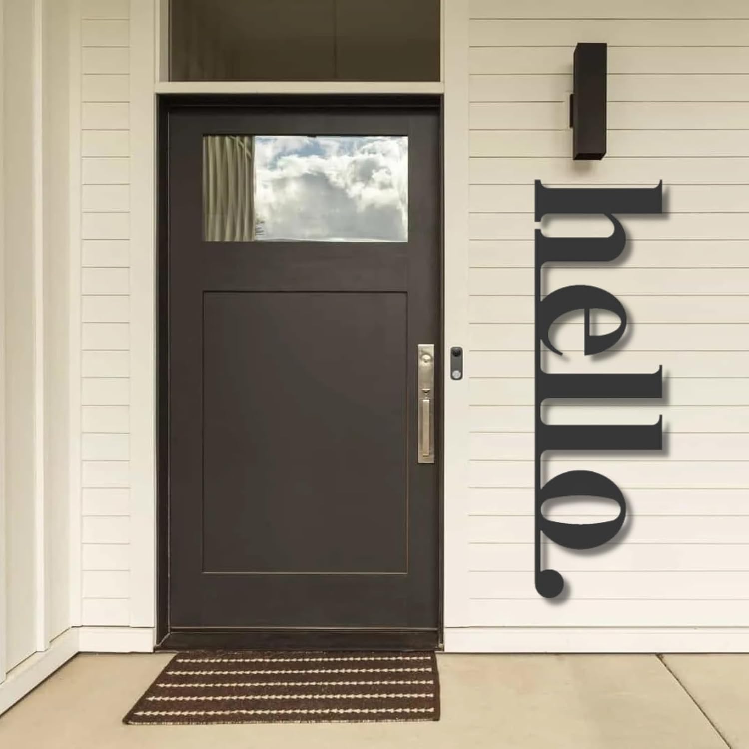 Amazon.com: Metal Hello Sign, Black Hello Sign Vertical Outdoor Metal ...