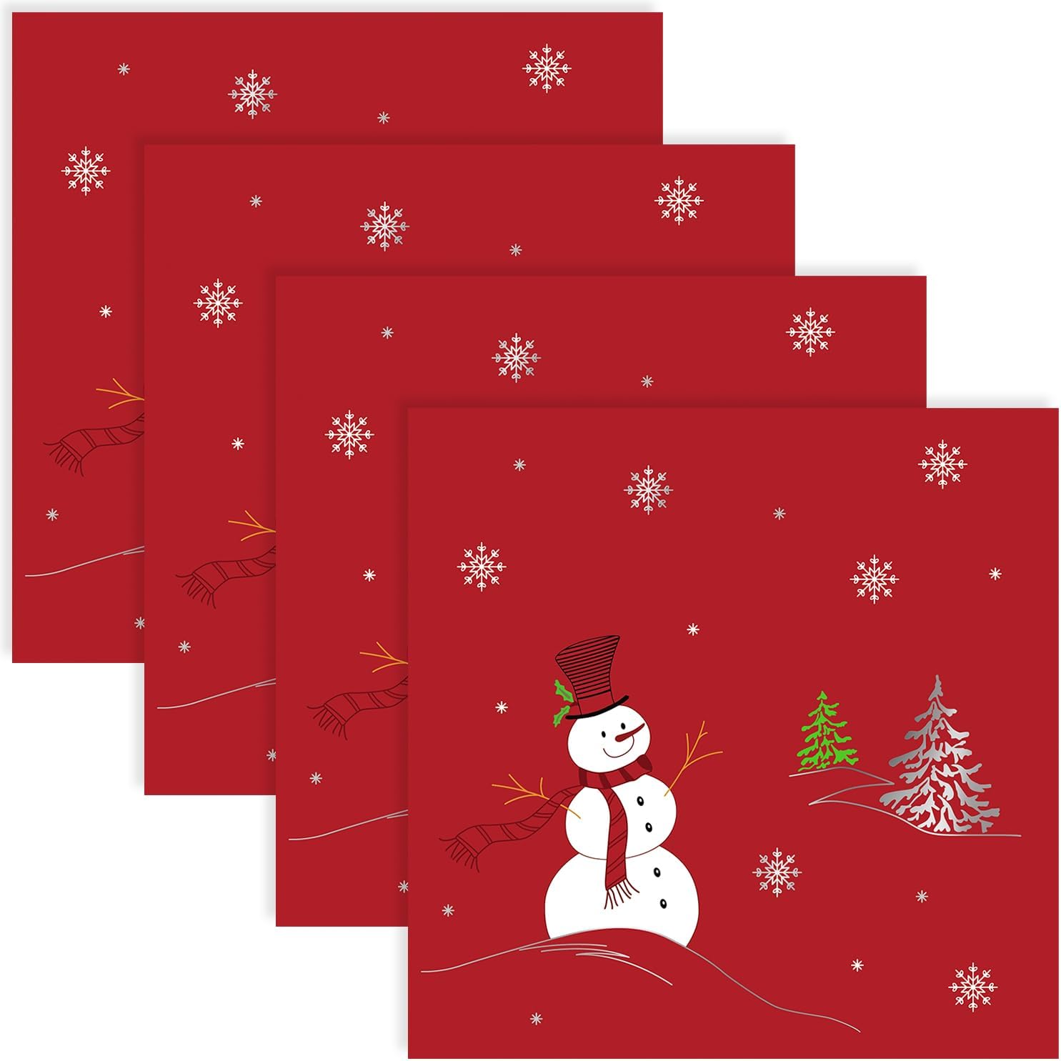 Amazon.com: Quera 50 Pack Christmas Paper Napkins Snowman Red Silver ...