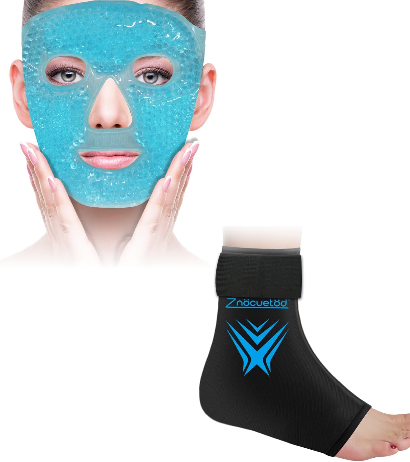 Amazon.com: ZNÖCUETÖD Bundle of Gel Beads Ice Face Mask for Headaches ...