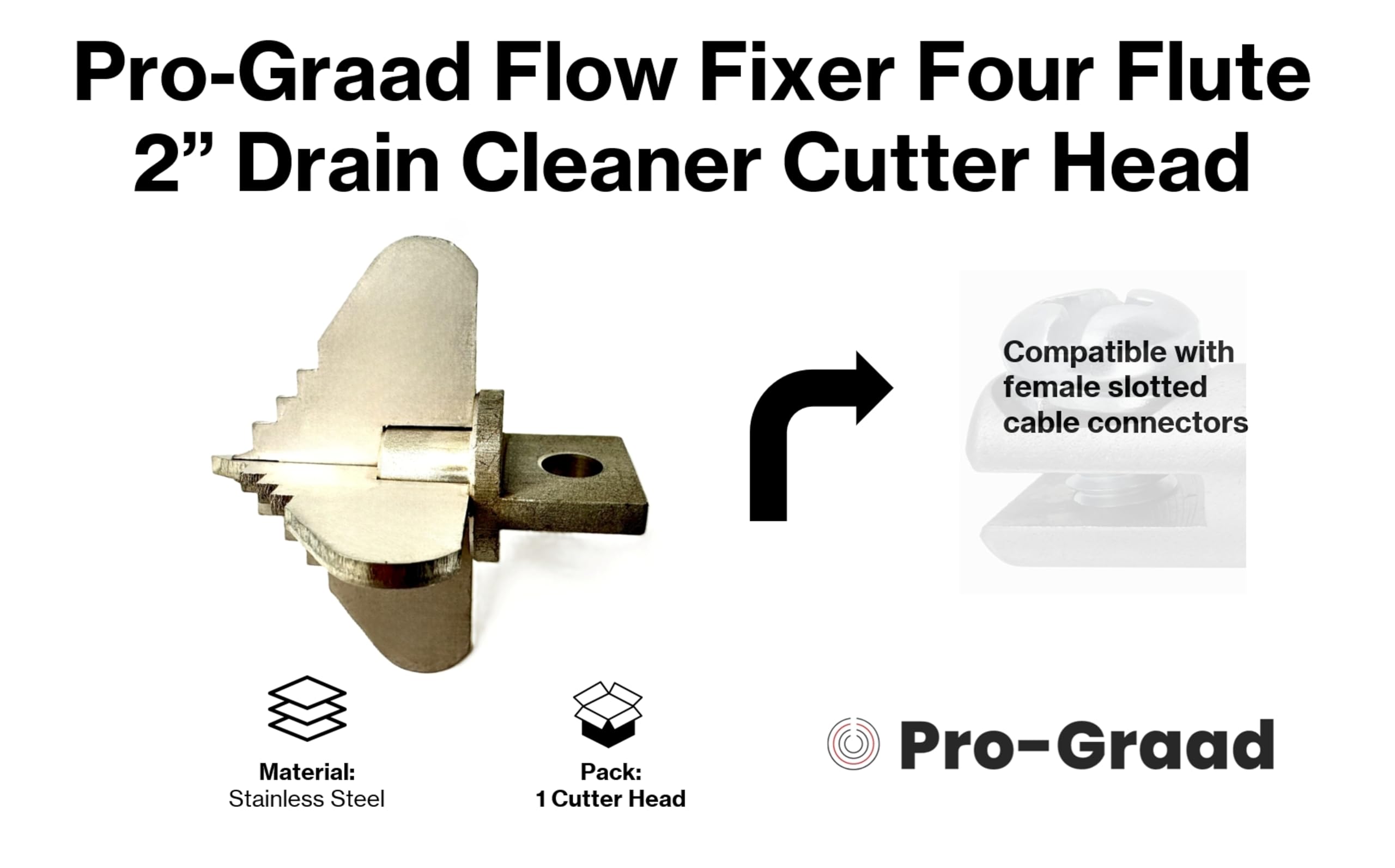 Pro-Graad Flow Fixer Drain Cleaner Plumbing Snake Cutter Head | eBay