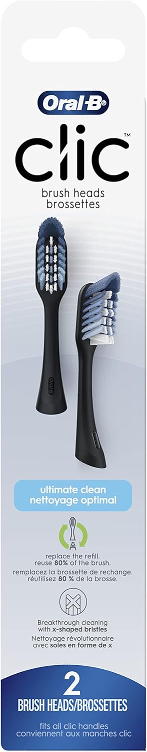 Oral-B Clic Toothbrush Ultimate Clean Replacement Brush Heads, Black, 2 ...