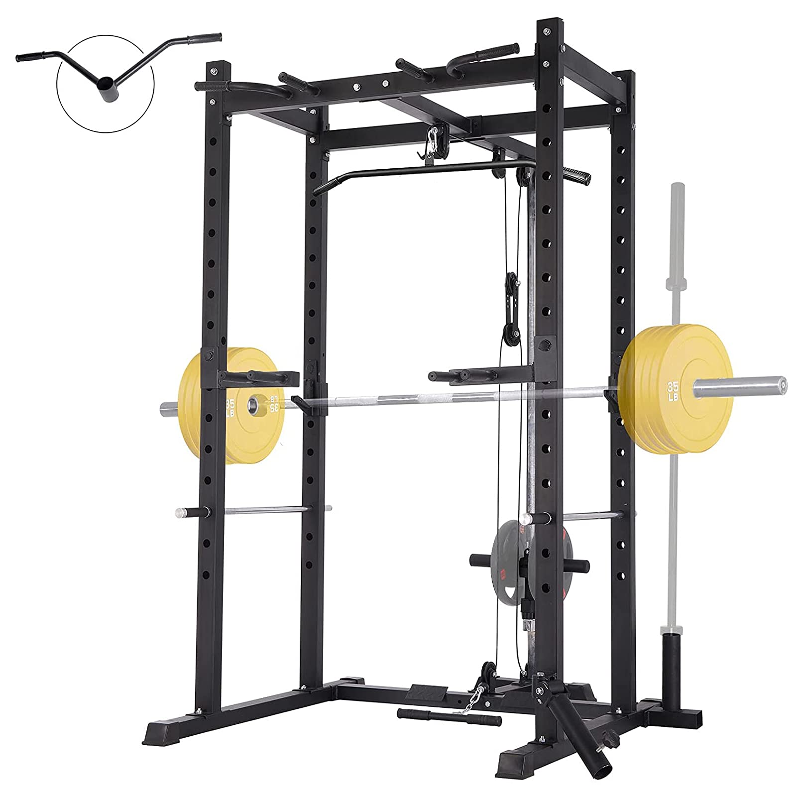 Buy Mikolo Power Cage, 1000LBS Power Rack with LAT Pull Down and 360 ...