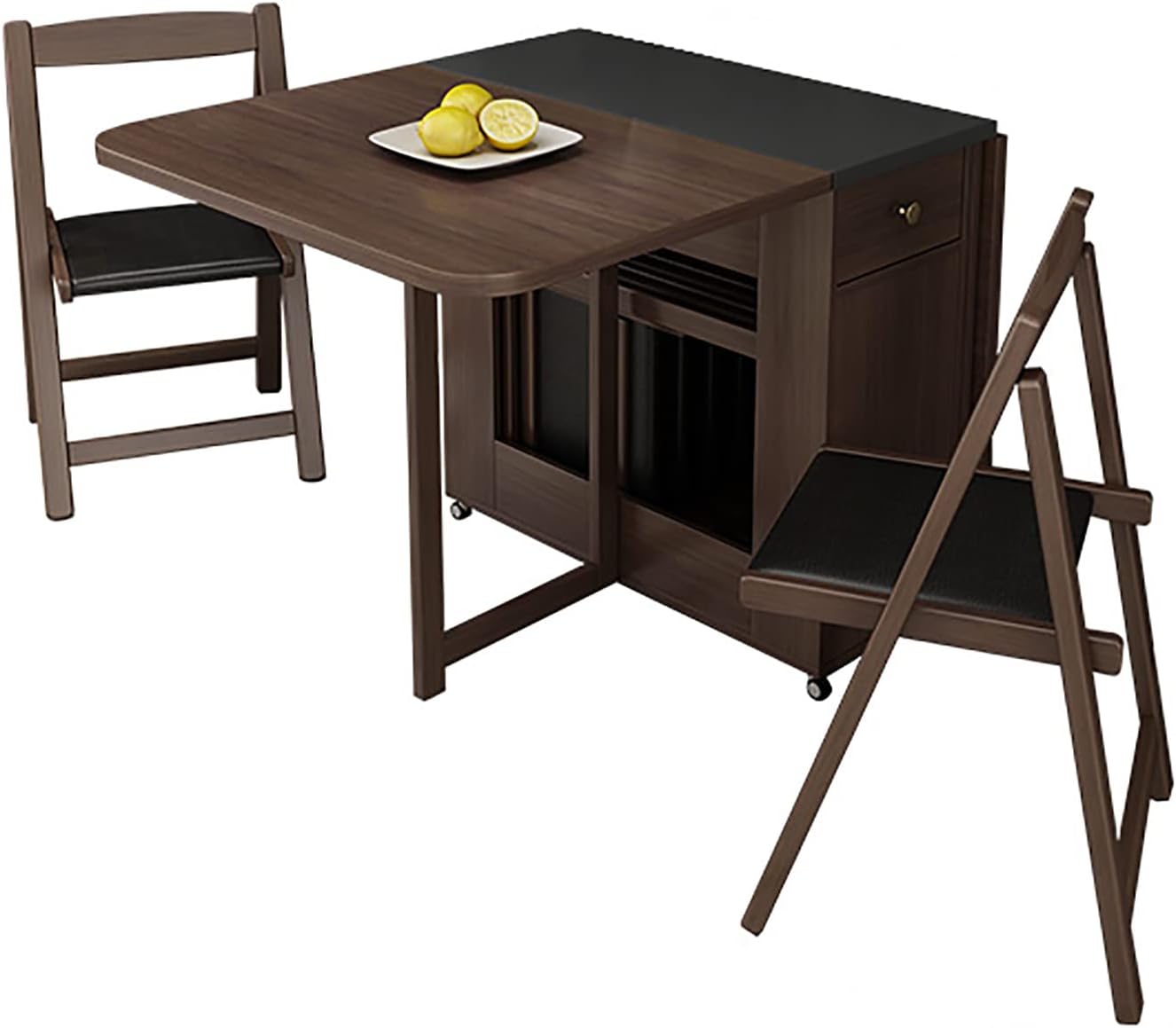 Amazon.com: Simple Style Folding Dining Table with Wheels, Drop Leaf ...