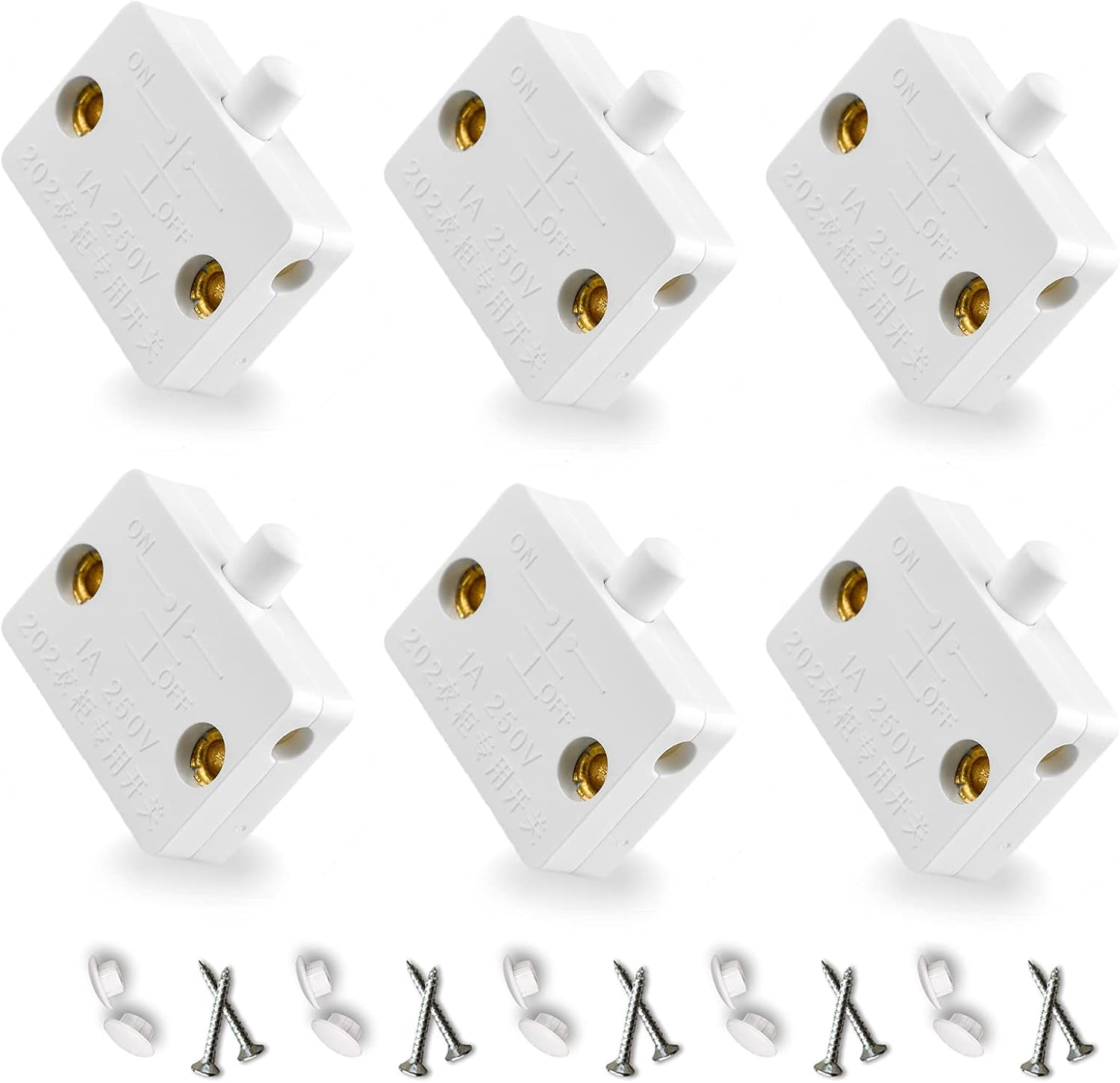 6Sets Wardrobe Closet White Electrical Light Switches Normally Closed ...