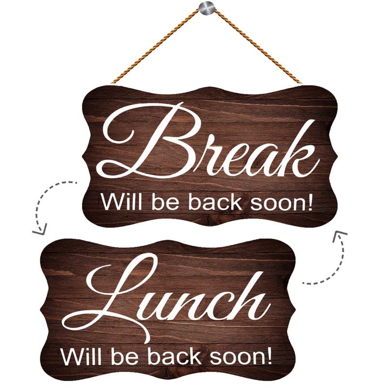Amazon.com : Wood Wall Decor Two Sided Lunch Break Will Be Back Soon ...