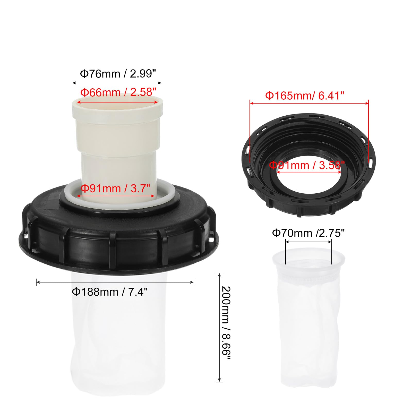 PATIKIL Straight IBC Lid Filter Cover, 163mm Plastic Ton Barrel Cover ...