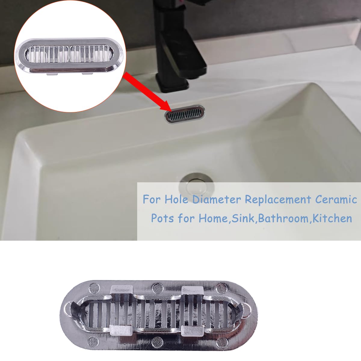 Snapklik.com : 4 Pack Bathroom Sink Cover,Sink Overflow Ring,Chrome ...
