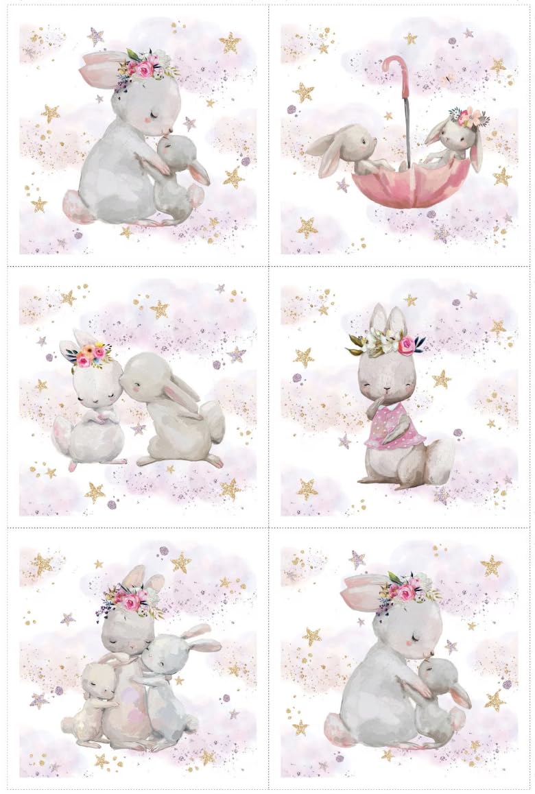 Amazon.com: UNIQUE Bunny Fabric Panel Set (6 Panels, 12x12in Each ...