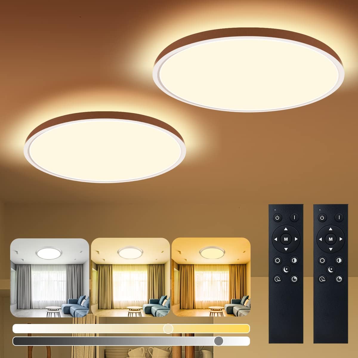 Lámparas de Techo Luz de techo plana LED de 24 vatios,de 3000 k a 6500 ...