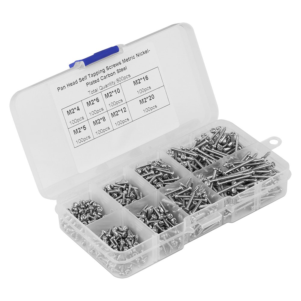 Hidyliu M2 Phillips Flat Head Wood Screws, 800pcs M2 Cross Drive Pan ...