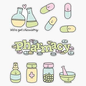 Amazon.com: Pharmacy Pack Multicolor Sticker Vinyl Waterproof Sticker ...