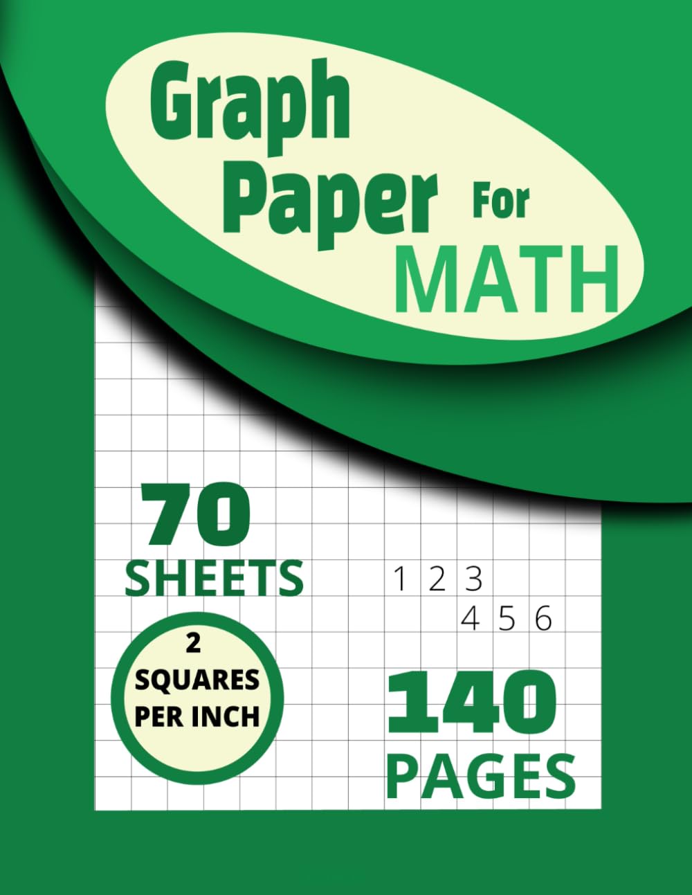 Dyscalculia Graph Paper For Math: Large, 2 Squares per Inch, Lined Grid ...