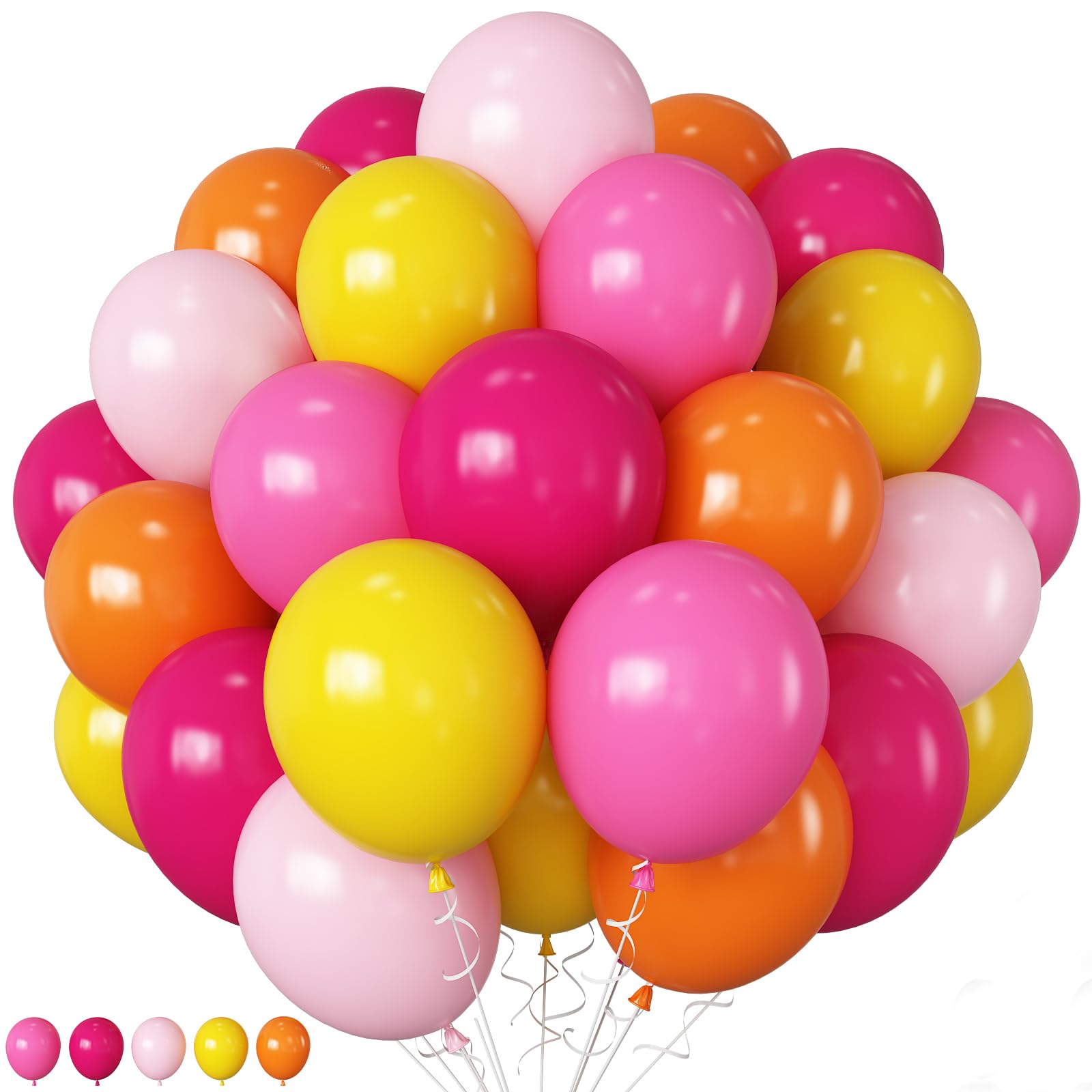 Amazon.com: HILAVO Pink and Orange Balloons Light Pink Hot Pink Yellow ...