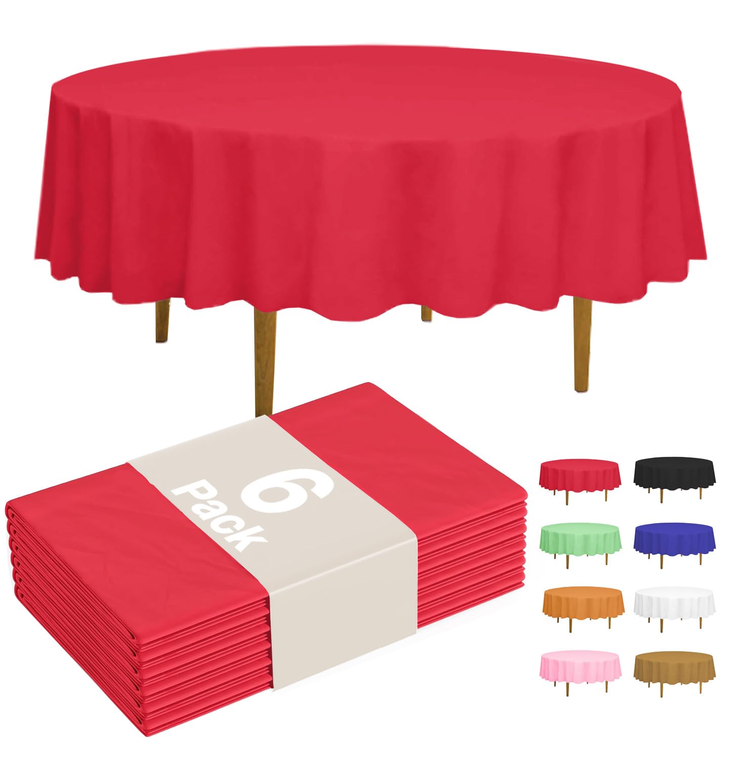 Amazon.com: D&Z Plastic Tablecloth Disposable, 6 Pack Red Table Cloth ...