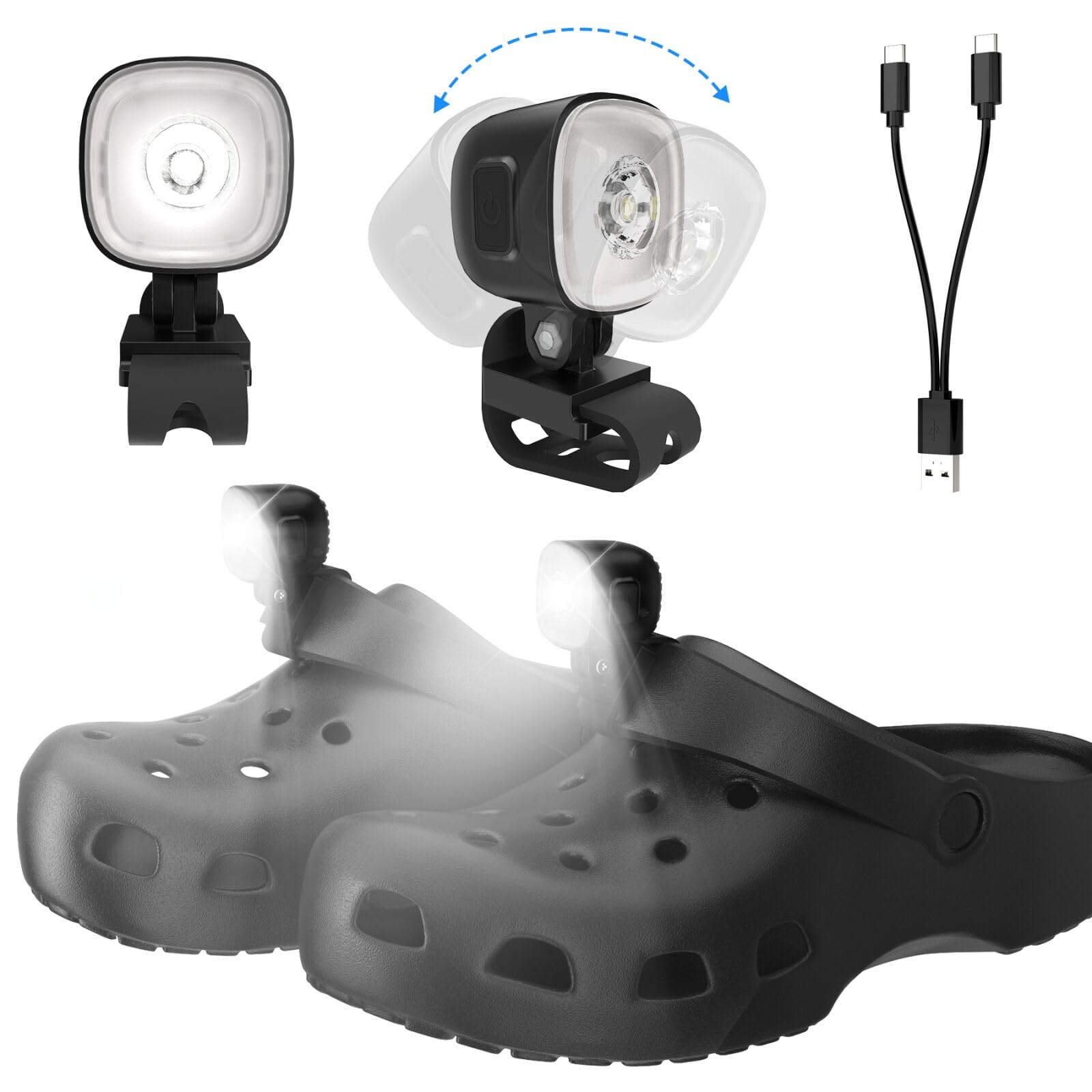 Amazon.com: AUKSKY 2 Original Rechargeable Headlights for Croc Charms ...