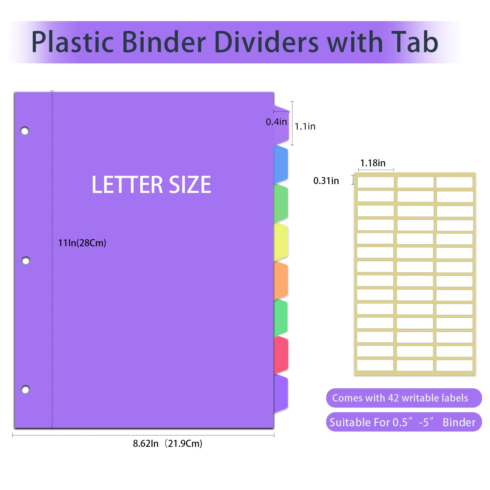 Snapklik.com : 16Pcs/2 Sets Binder Dividers For 3 Ring Binder,8 Tab Binder Plastic Page Dividers
