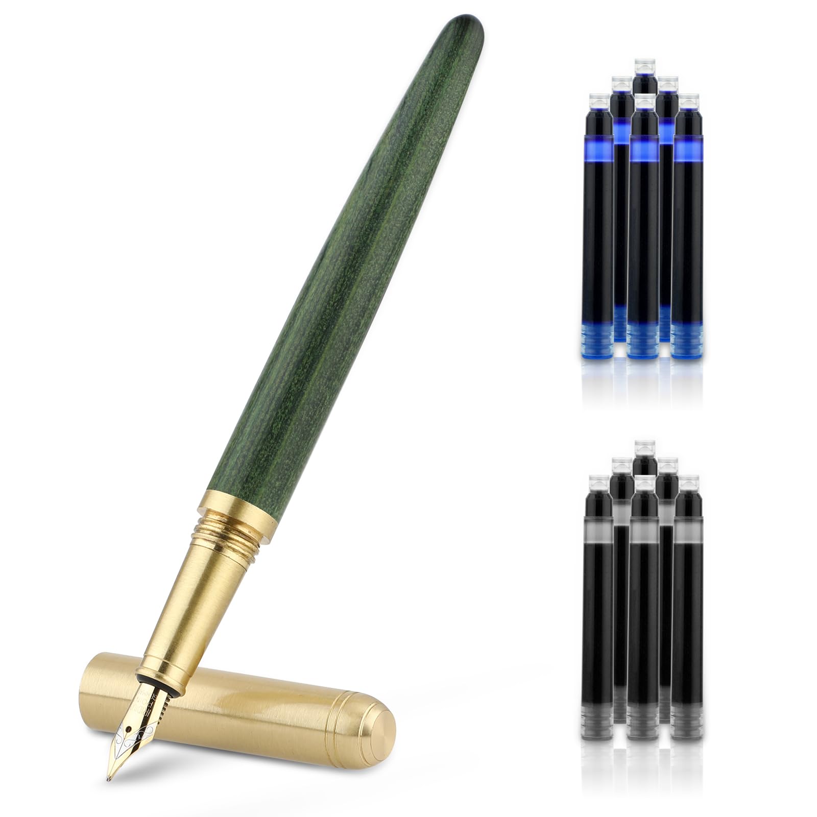 Buy Cobee® Wooden Fountain Pen with 12 Pcs 2.6 mm Ink Cartridges ...
