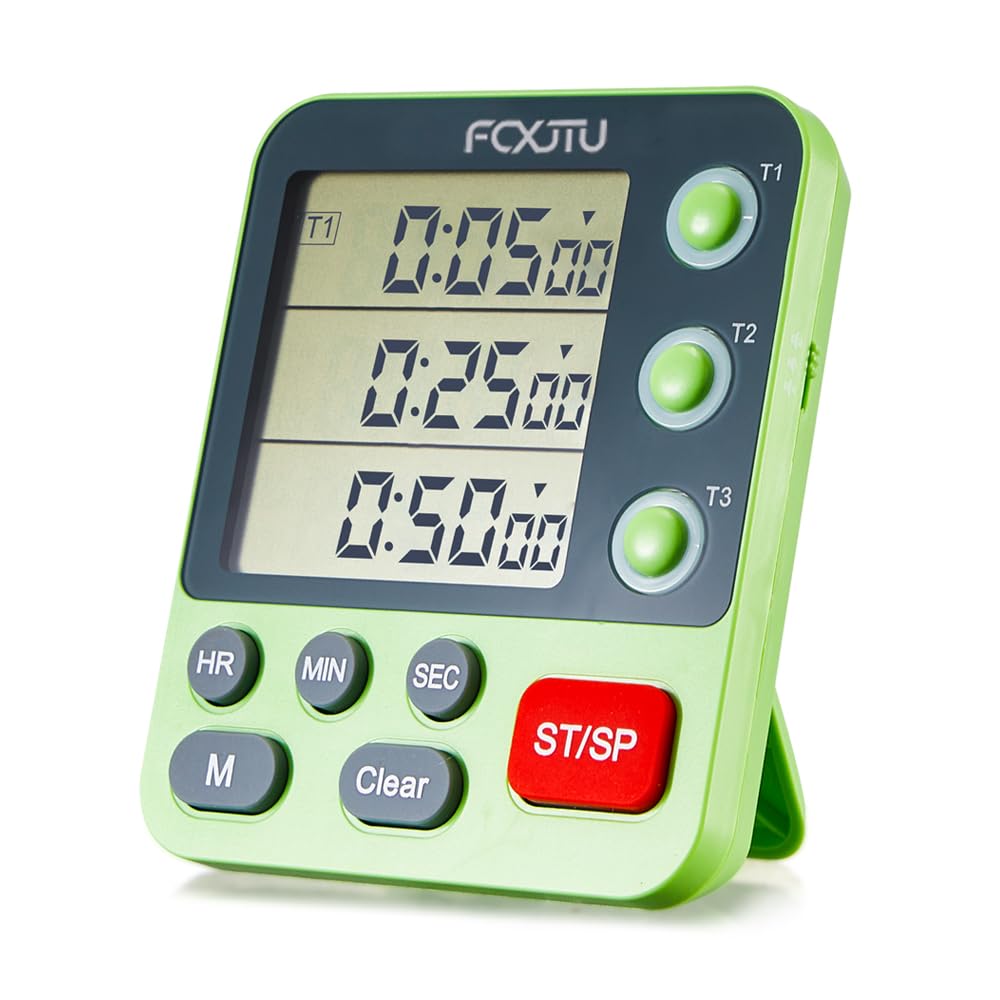 Snapklik.com : FCXJTU Digital Dual Triple Kitchen Timer, 3-Channel Magnetic Countdown Timer For ...