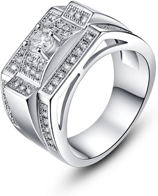 Amazon.com: SRINGS square silver white Gorgeous Crystal rings Wedding ...