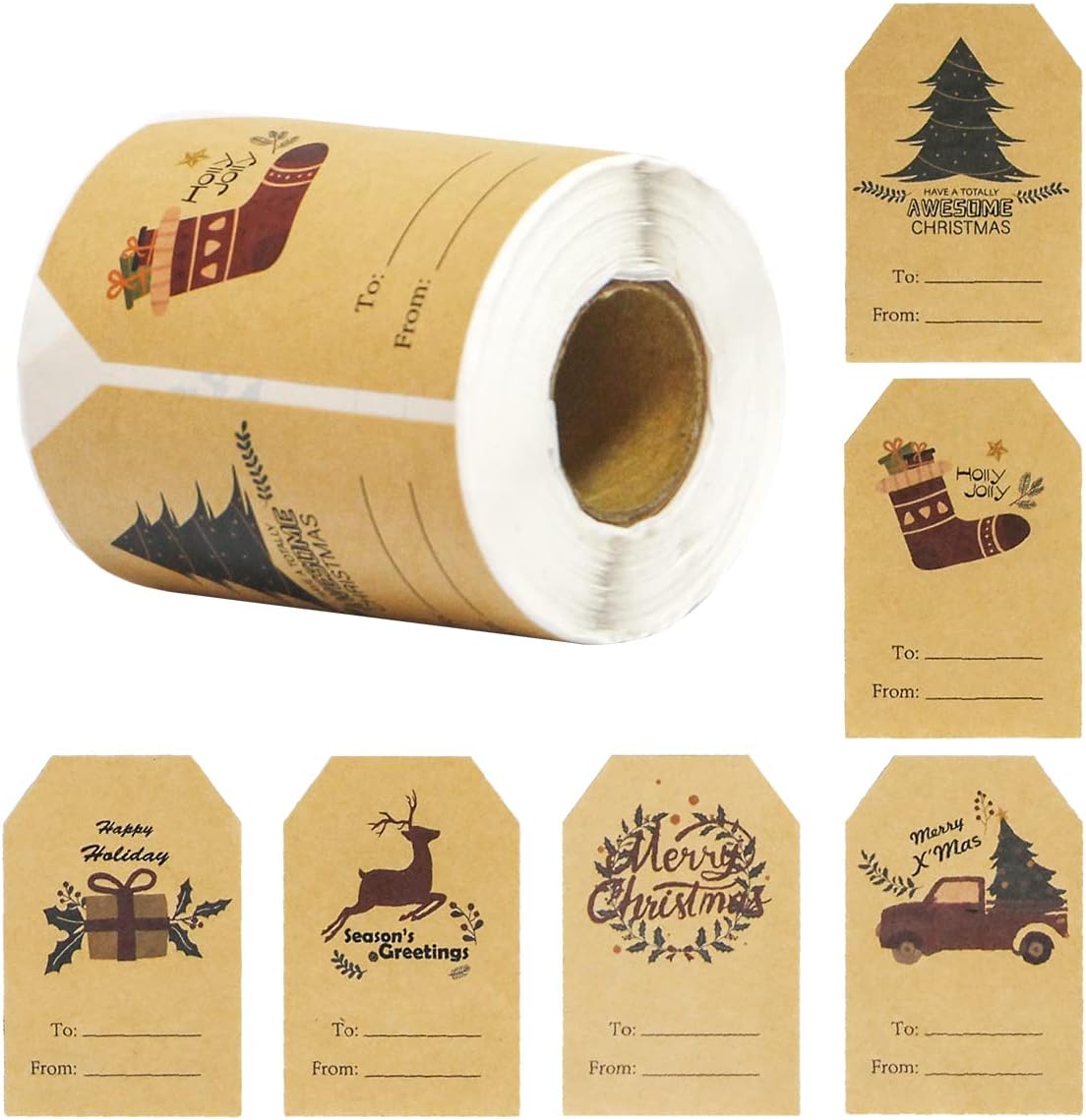 Amazon.com : Trazzo Christmas Gift Tags Self-adhesive Stickers ...