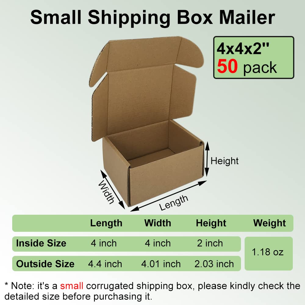 Snapklik.com : Rnisda 50 Pack Small 4x4x2 Shipping Boxes, Brown ...