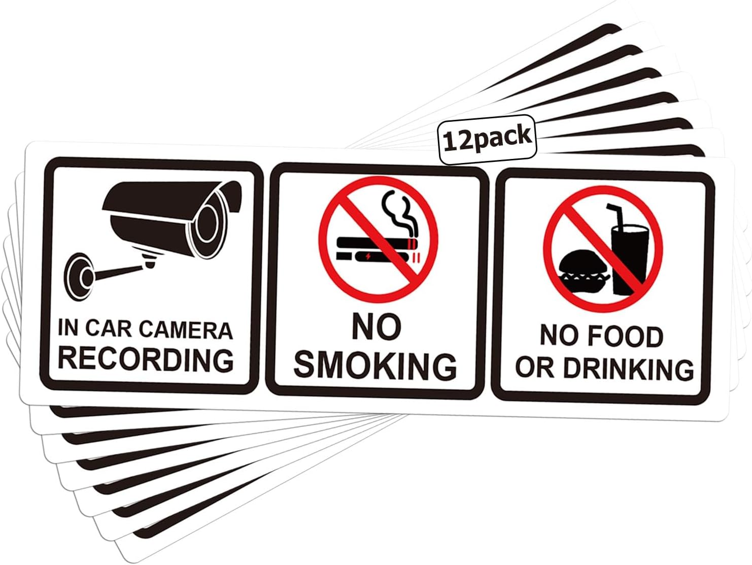 Amazon.com - 12Pack No Smoking in Car Camera Recording No Eating or ...
