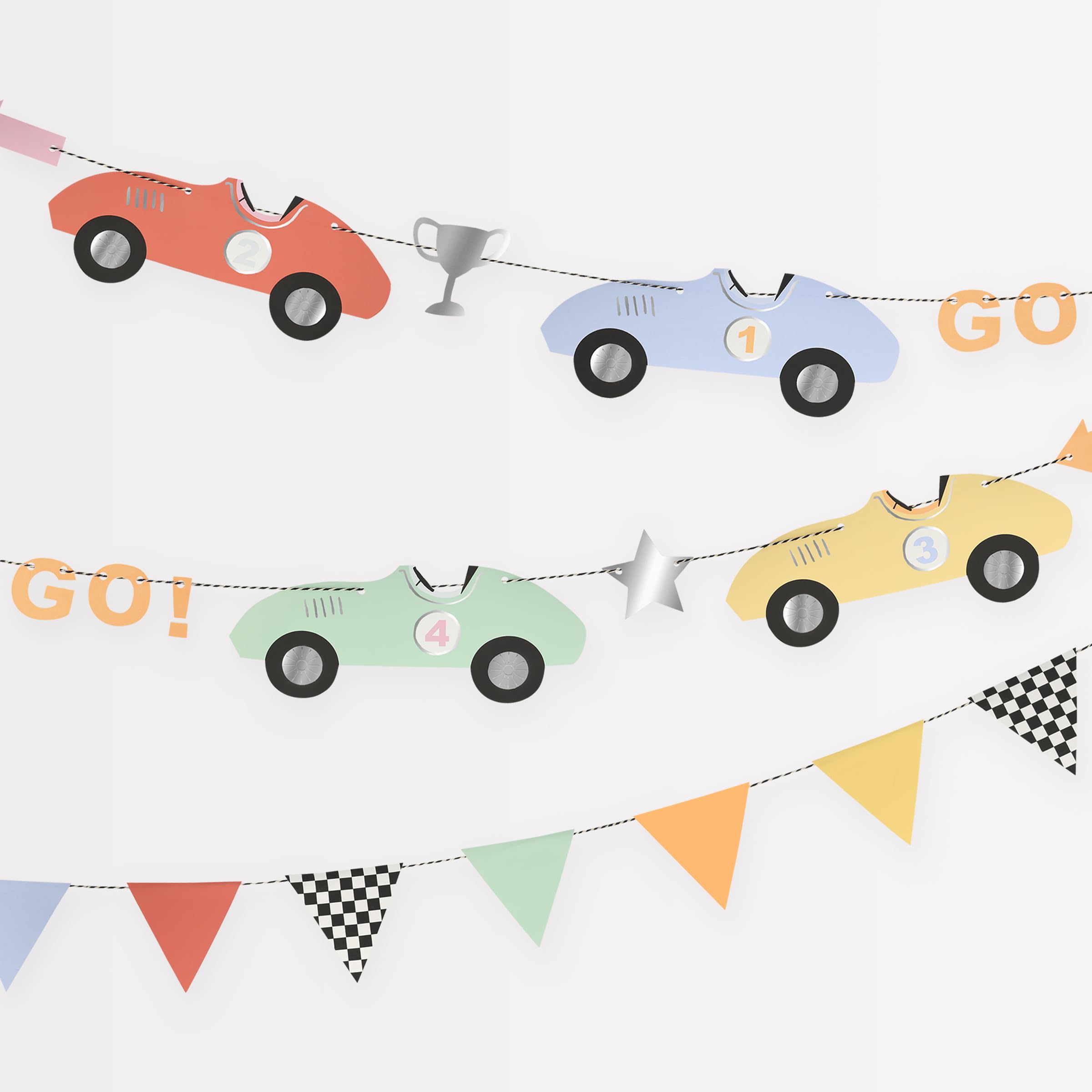Amazon.com: Meri Meri Race Cars Party Banner (Pack of 1). 10' Party ...