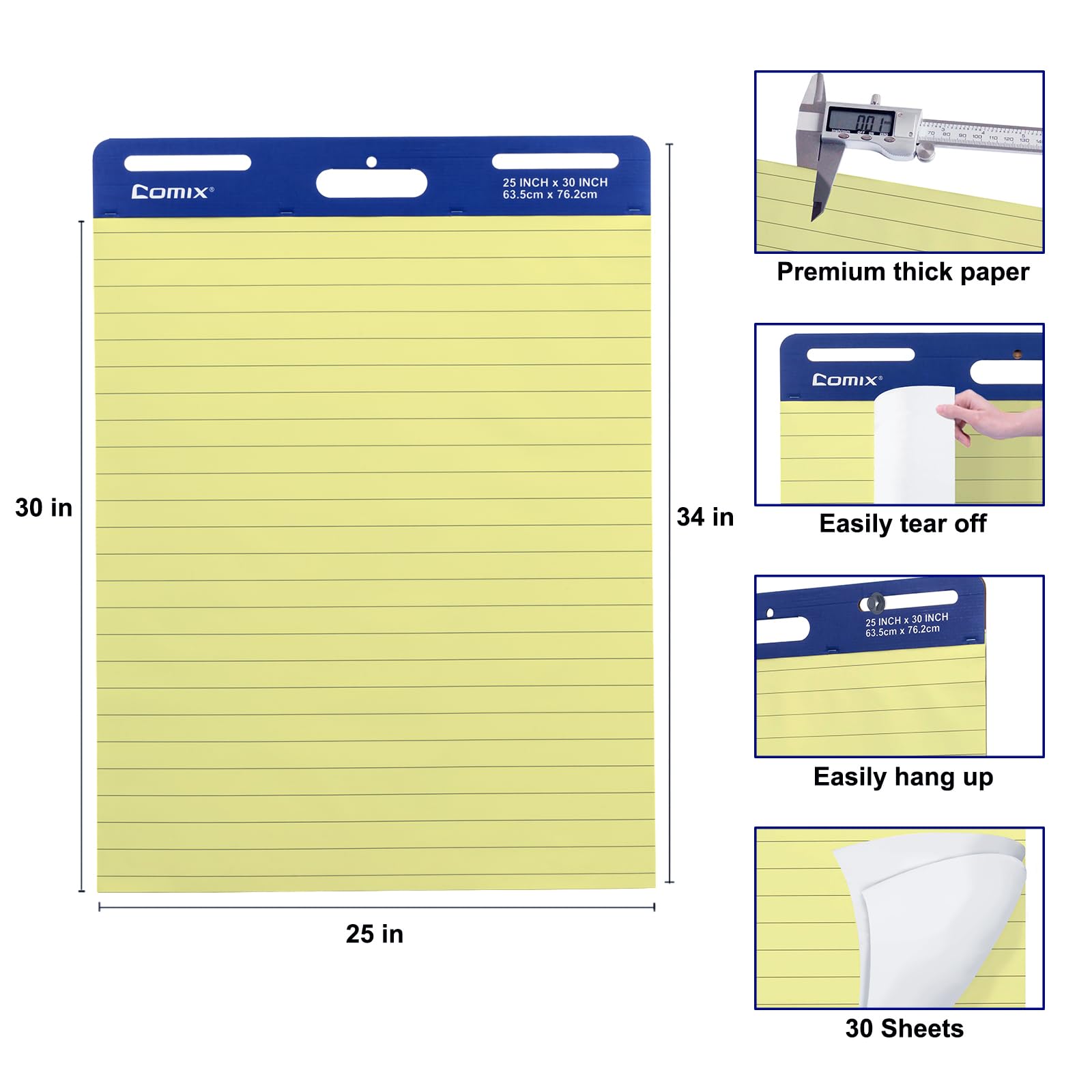 25x30 Yellow Lined Easel Pads Comix Sticky Easel Pads - 25x30 Inch ...