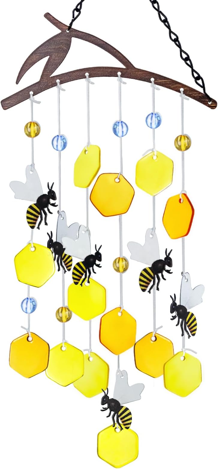 Amazon.com : VIKKSAER 2pcs Metal Ladybug Wind Chime and Bees Wind Bell ...