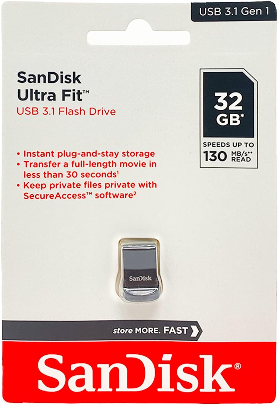 SanDisk 32GB Ultra Fit USB 3.1 Flash Drive - SDCZ430-032G-G46 : Amazon ...