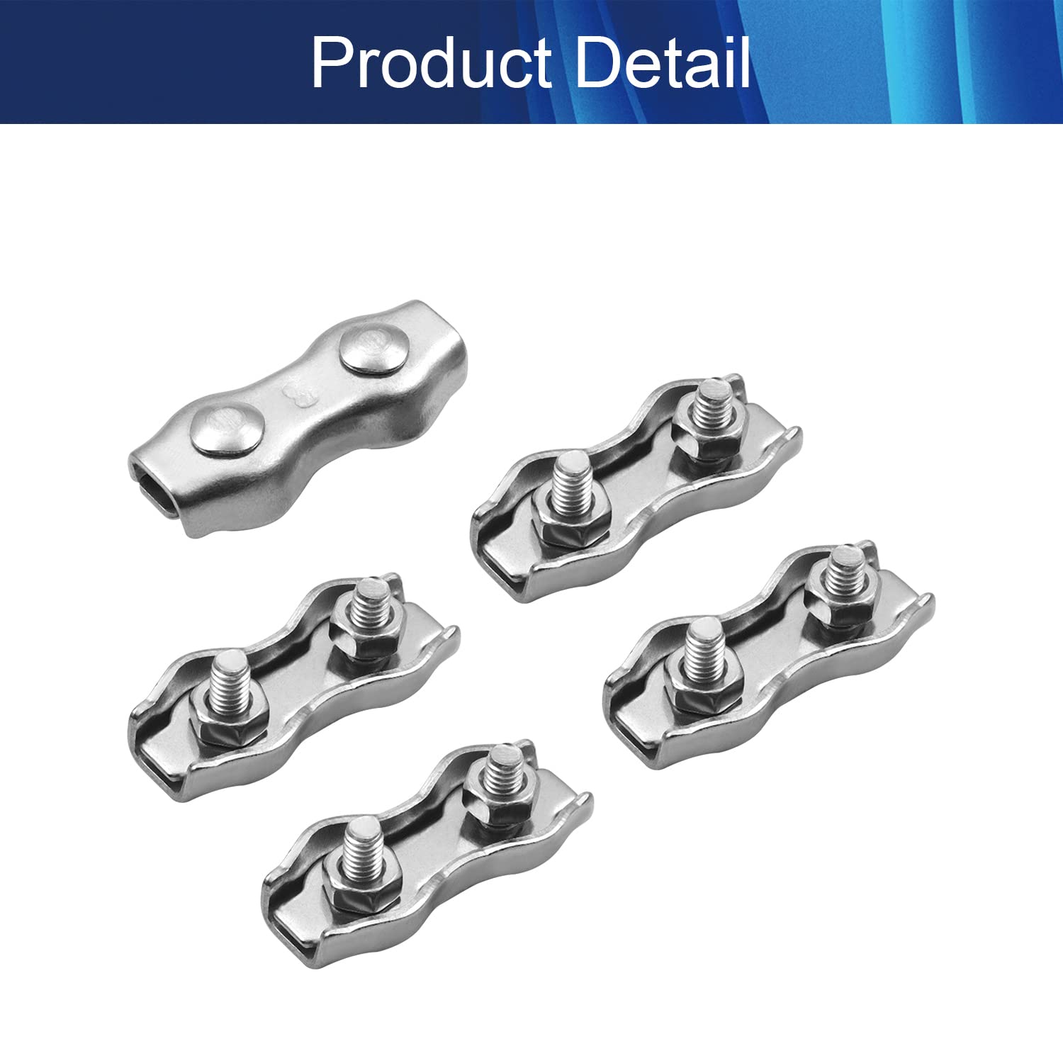 Stainless Steel Cable Clips AISI304 Or 316 Stainless Steel Double Grips ...